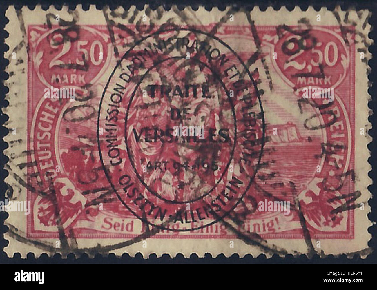 This image shows a 1920 postage stamp from Allenstein, issued under the ...