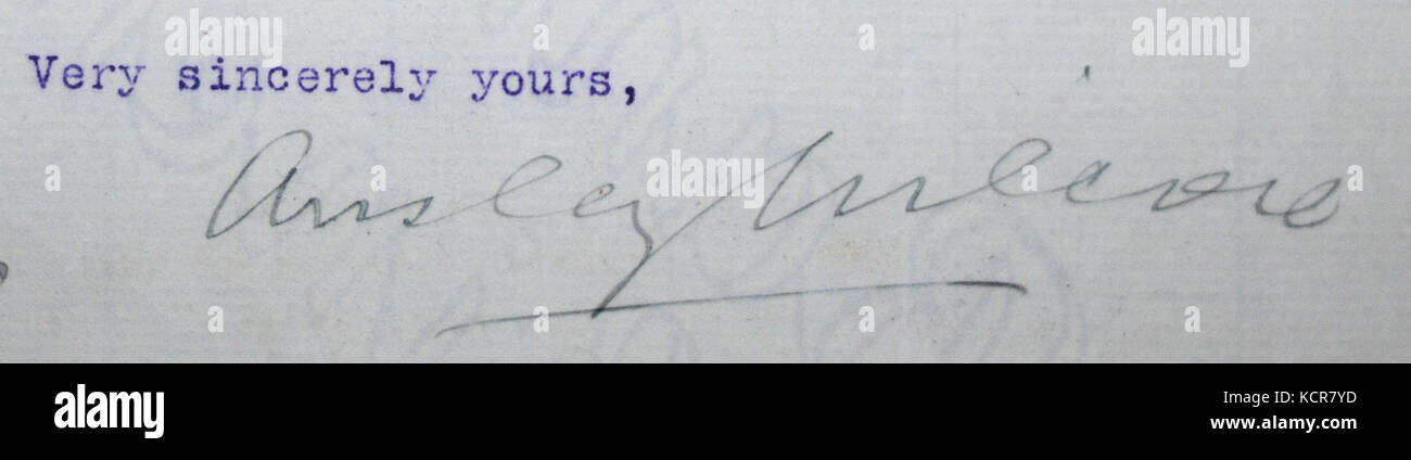 This image displays the signature of Ansley Wilcox, a notable ...