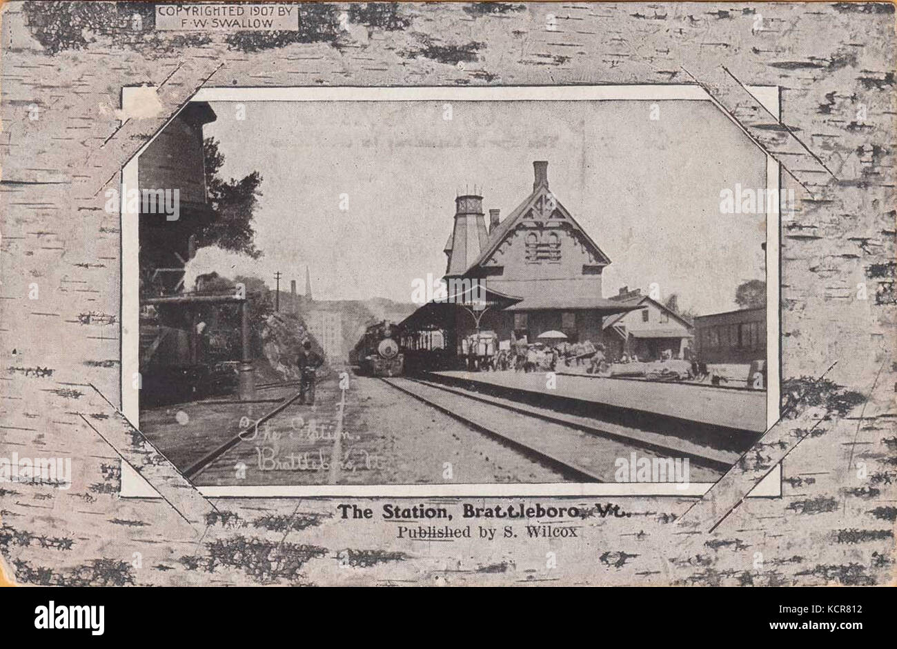 Brattleboro station 1907 postcard (2 Stock Photo - Alamy