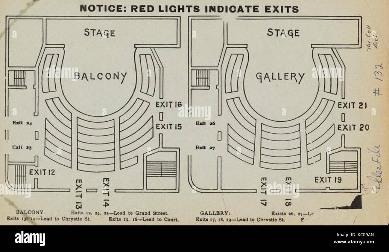 Grand Theatre (Manhattan), diagram showing exits Stock Photo - Alamy