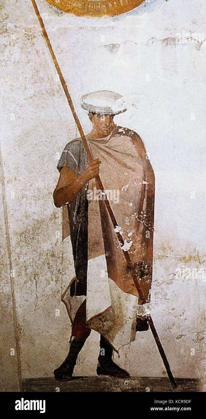 Fresco of a Macedonian soldier, from the Tomb of Agios Athanasios, 4th ...