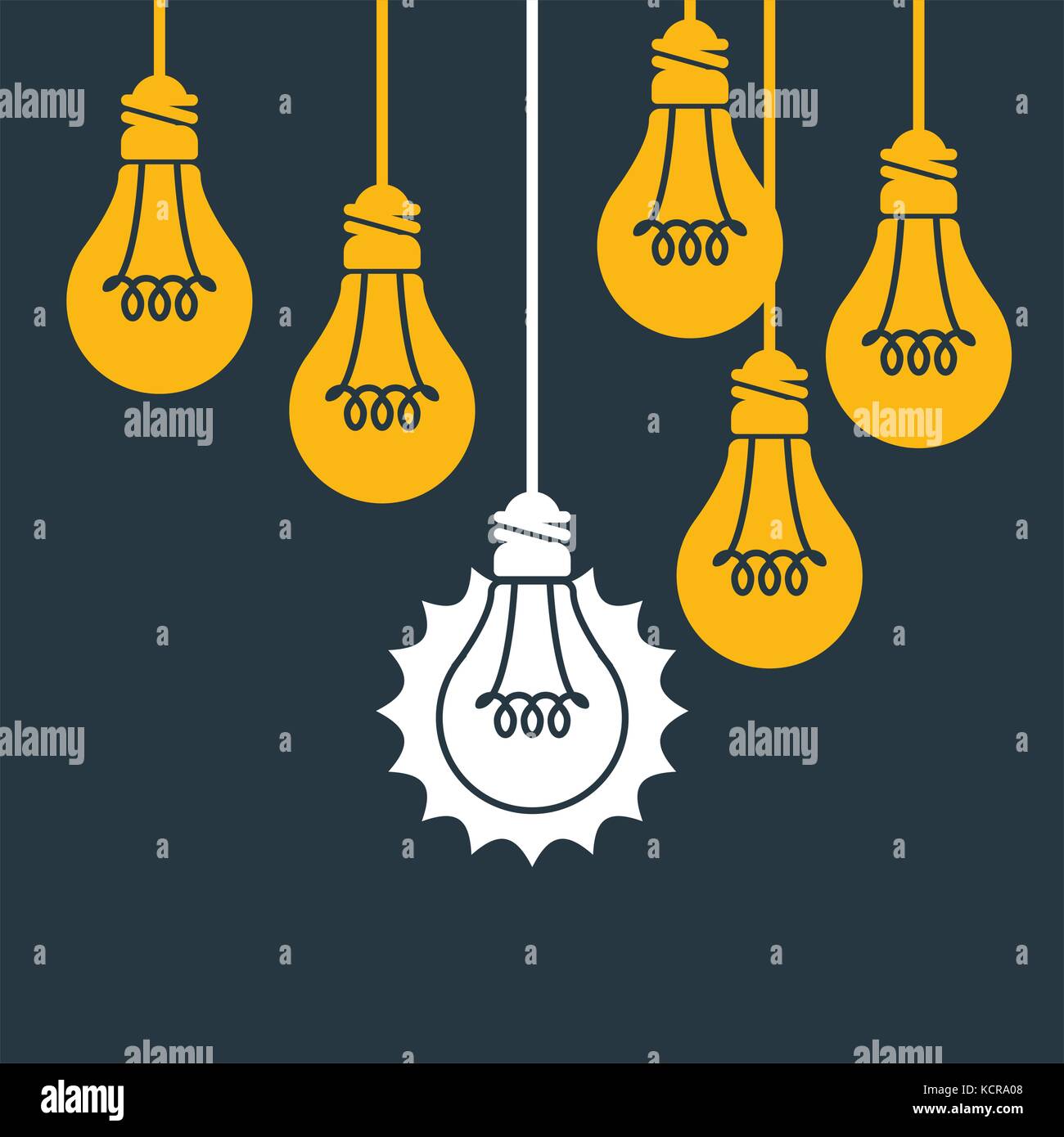 Unique idea - hanging light bulb, think different Stock Vector Image ...