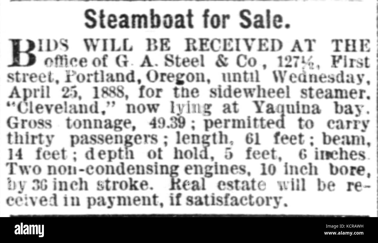 Cleveland ad April 1888 01 Stock Photo - Alamy