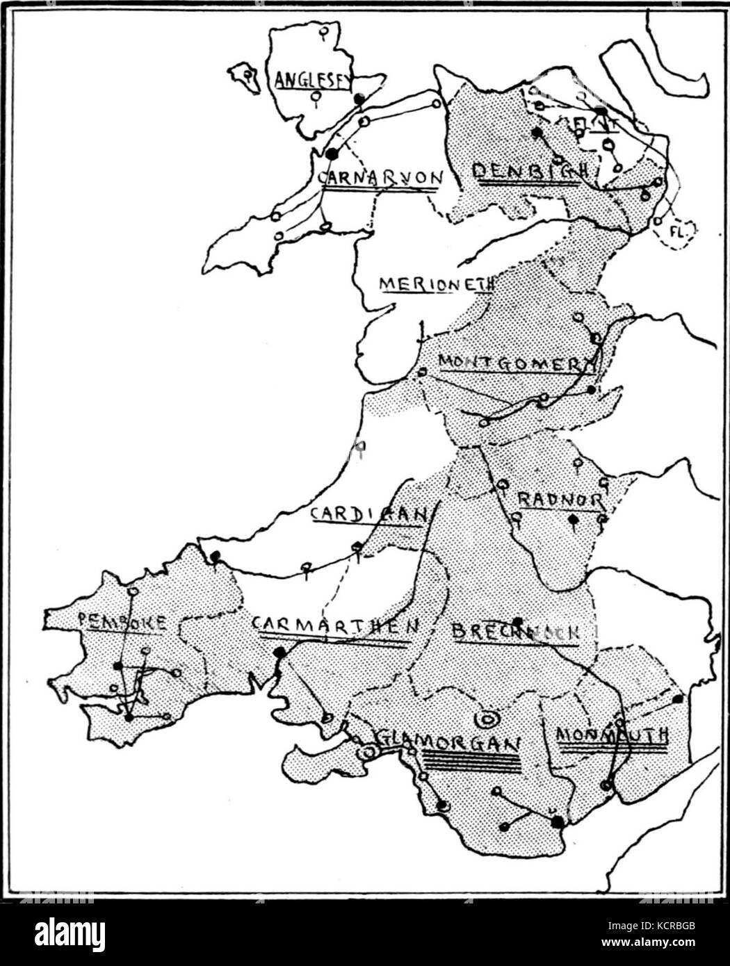 Map of wales counties hi-res stock photography and images - Alamy