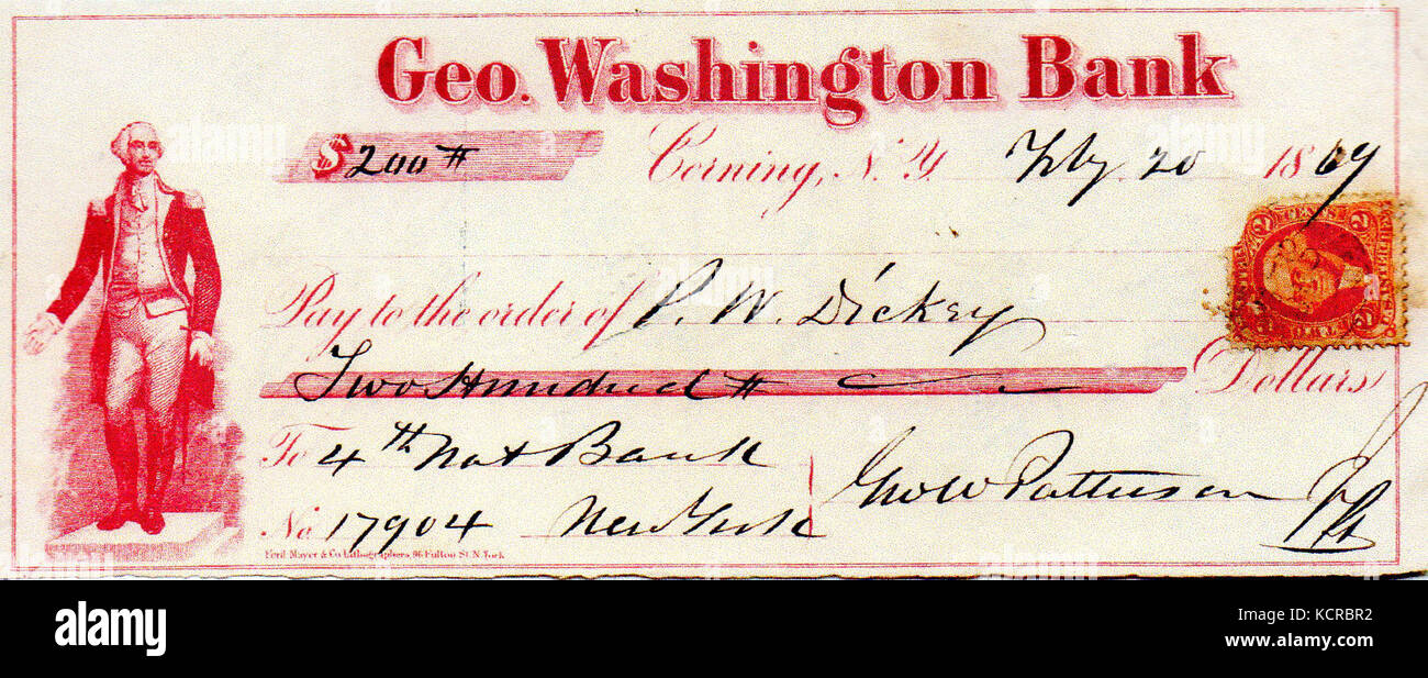 George Washington Bank Note dated 20 Feb 1869 Stock Photo - Alamy
