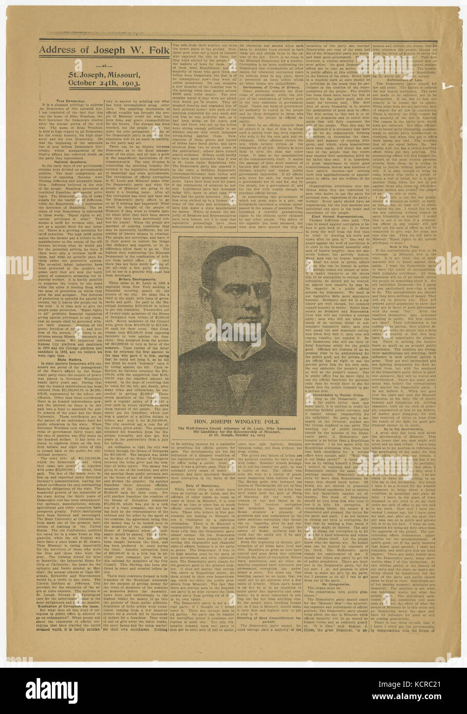 Address of Joseph W. Folk, St. Joseph, Mo., candidate for Missouri ...