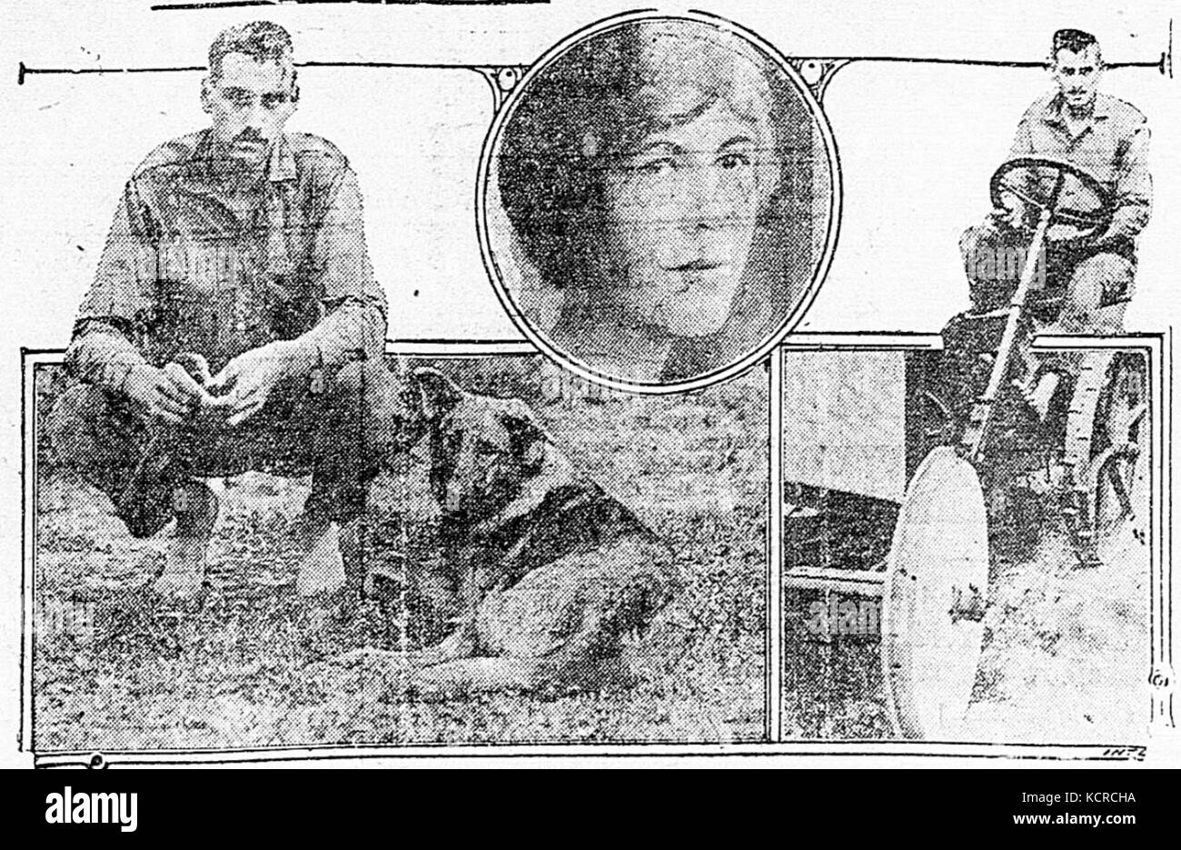 A photograph of Charles Garland, accompanied by his dog and wife ...