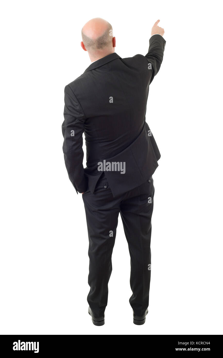 Back view of a business man pointing finger, isolated Stock Photo - Alamy