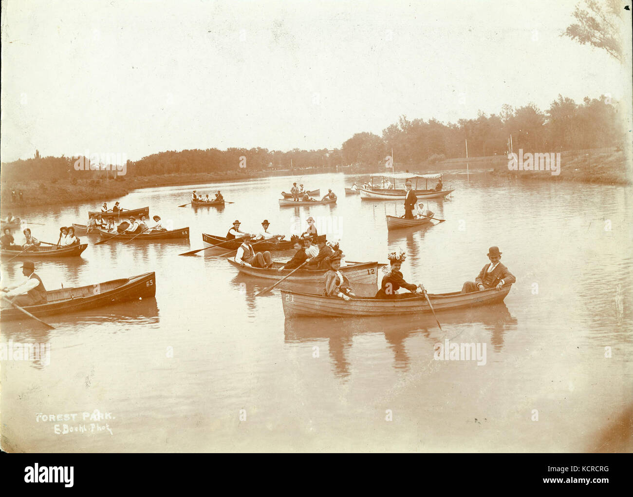 Boating on Forest Park Lake, 1897 Stock Photo - Alamy