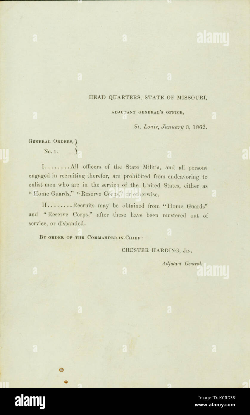 General Orders, No. 1, of Chester Harding, Jr., Adjutant General, Head ...