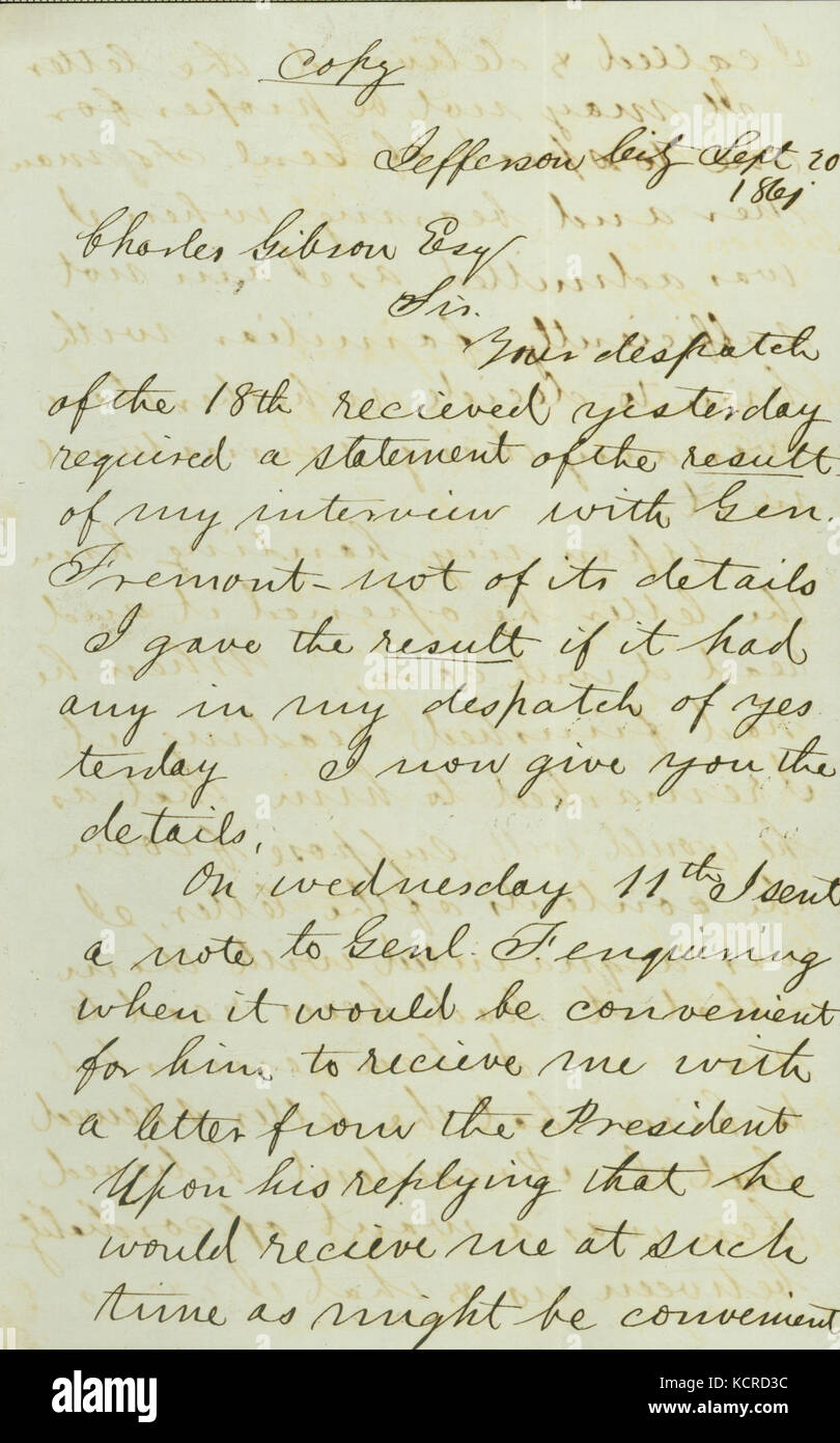 Contemporary copy of letter signed H.R. Gamble, Jefferson City, to ...