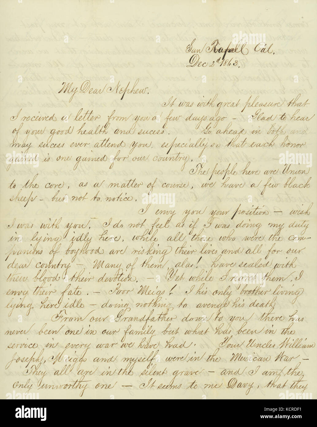 Contemporary copy of letter of John C. Robinson, San Rafael, Cal., to ...