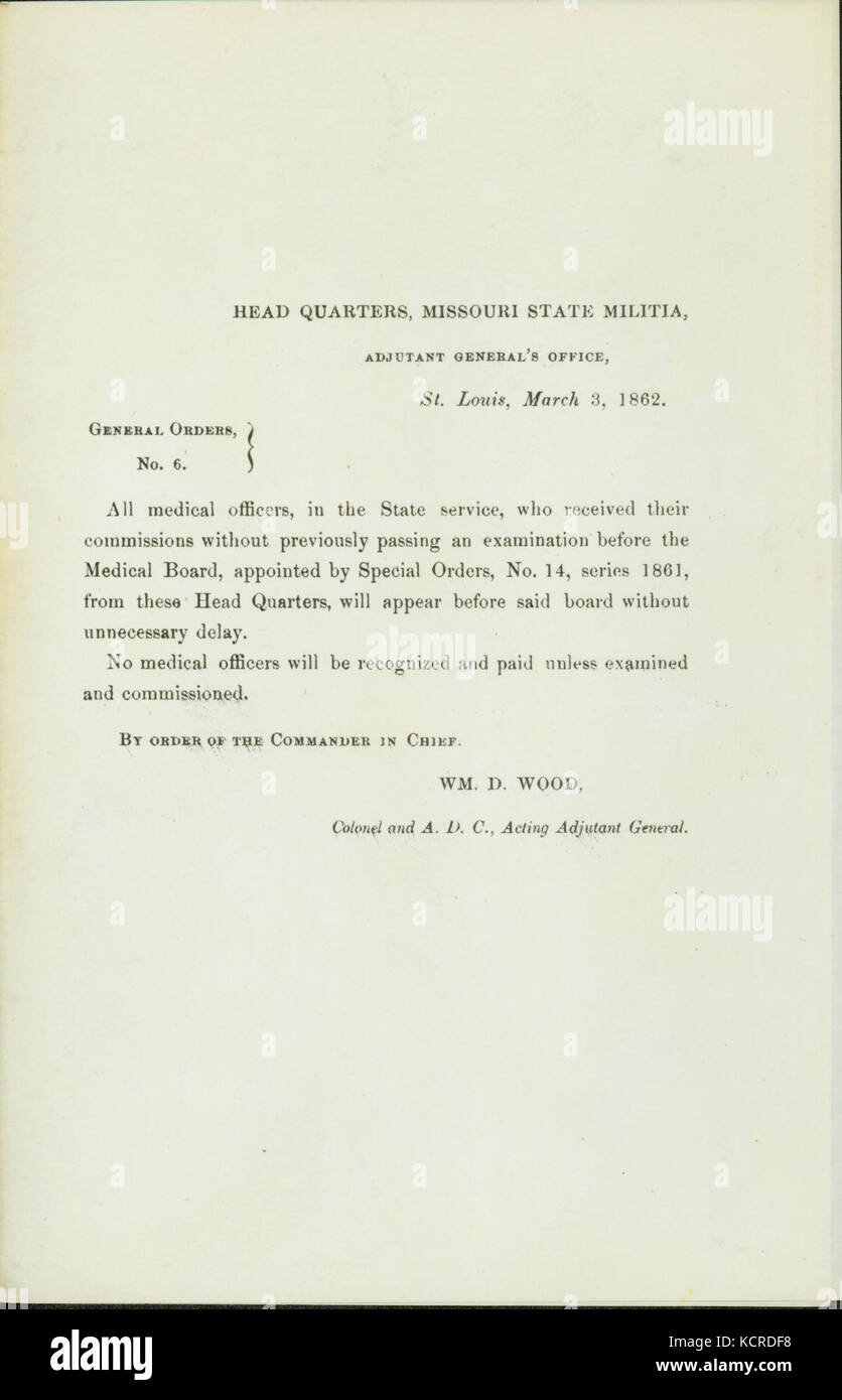 General Orders, No. 6, of Wm. D. Wood, Colonel and A.D.C., Acting ...