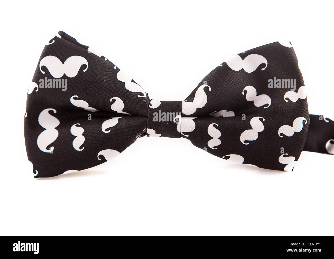 Black bow tie abstract, with white a pattern, close up, on a white ...