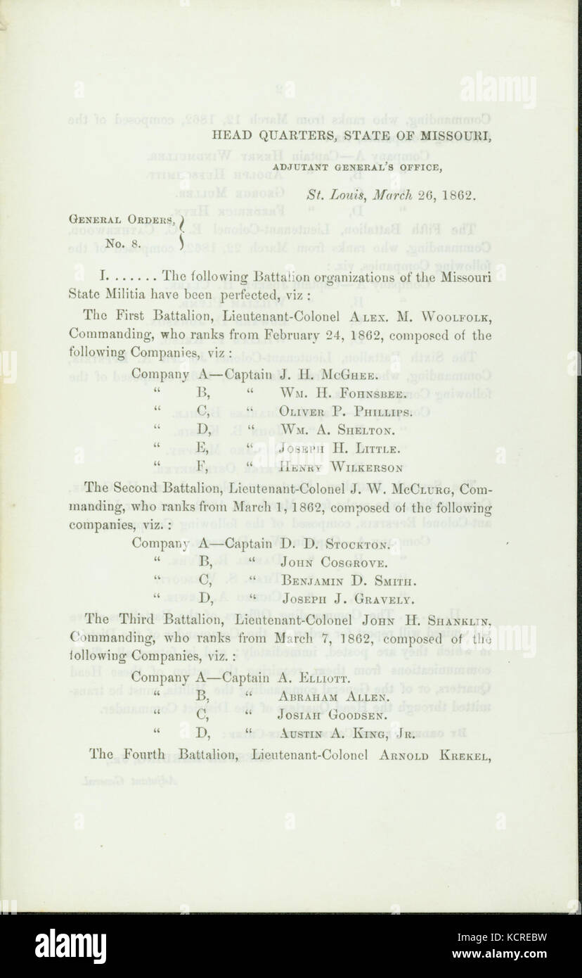 General Orders, No. 8, of Chester Harding, Jr., Adjutant General, Head ...