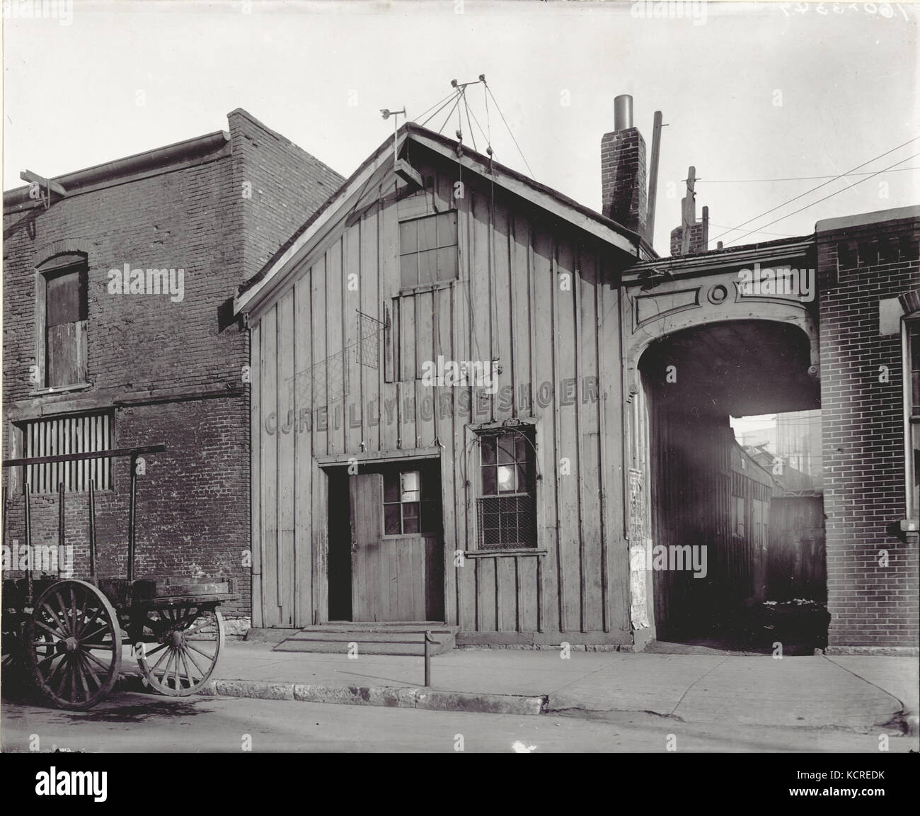 C.J. Reilly Horse Shoer shop at 308 North Leonard Avenue Stock Photo ...
