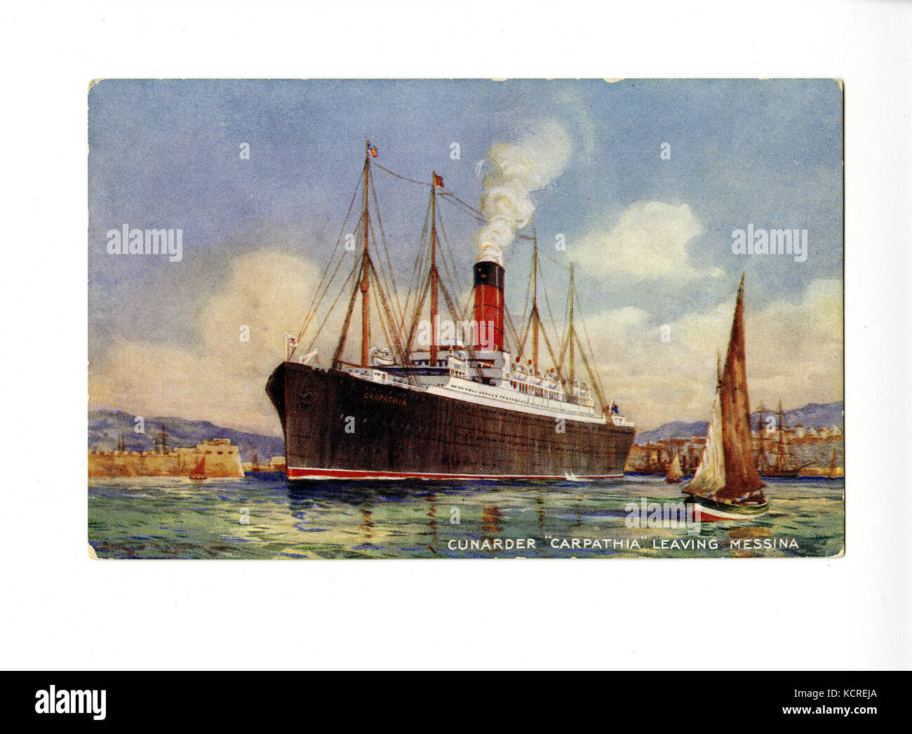 Color postcard of R. M. S Carpathia, ca. 1912 Stock Photo - Alamy