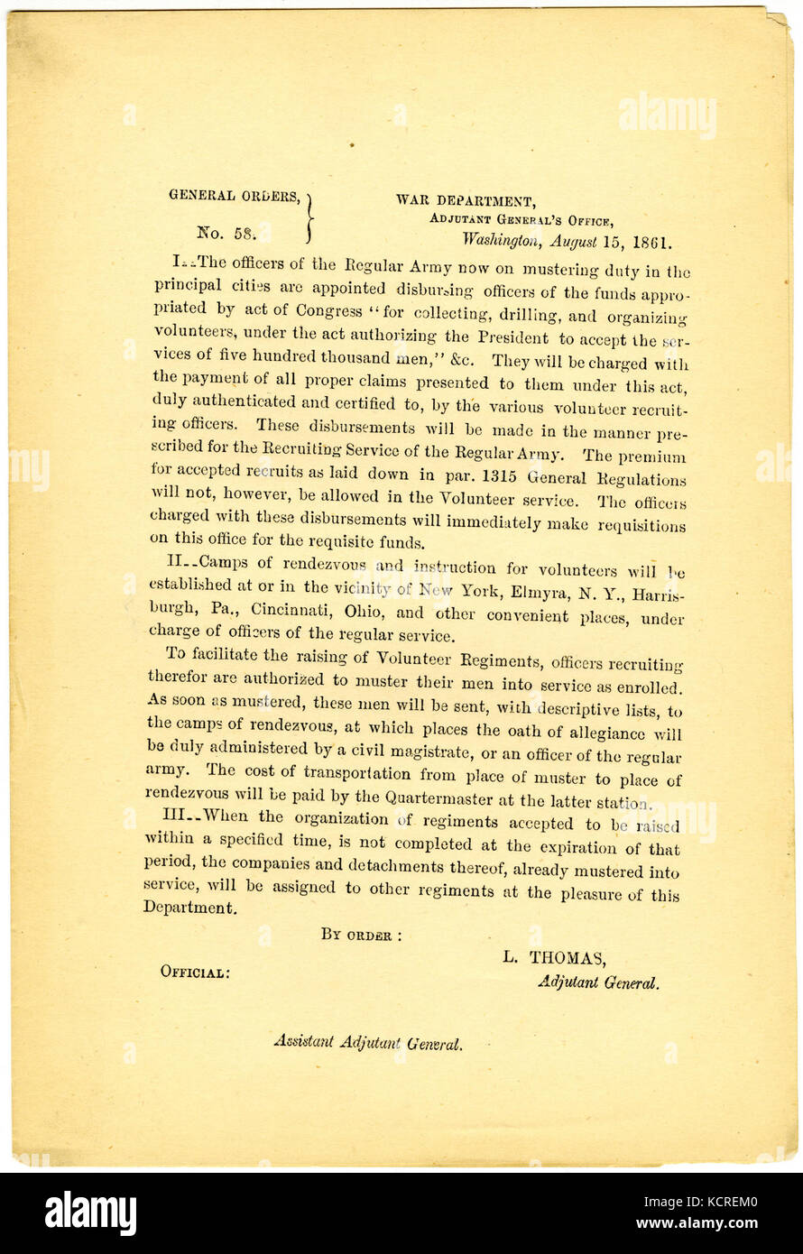 General Orders, No. 58, War Department, Adjutant General's Office ...