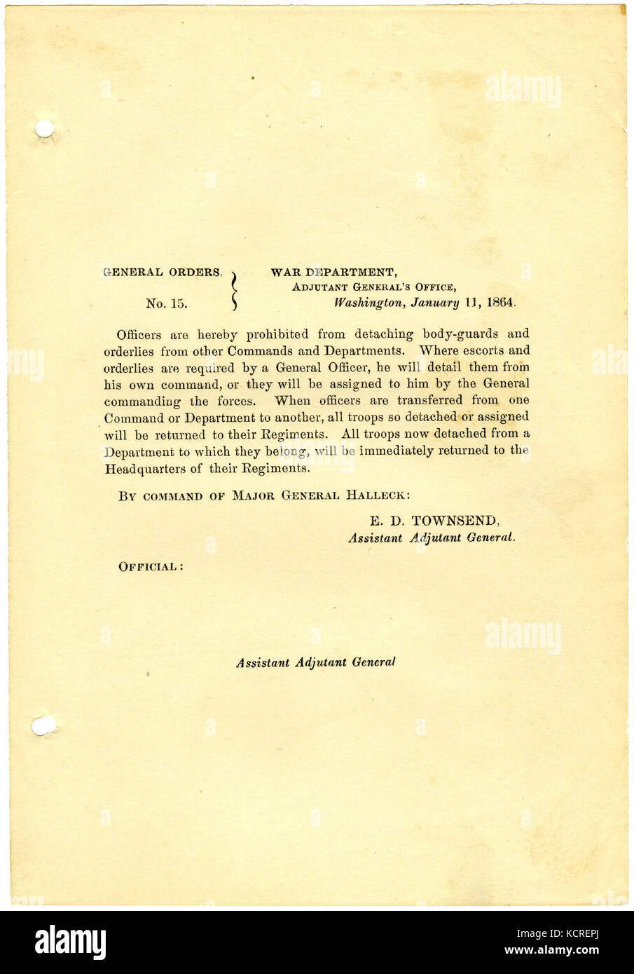 General Orders, No. 15, War Department, Adjutant General's Office ...