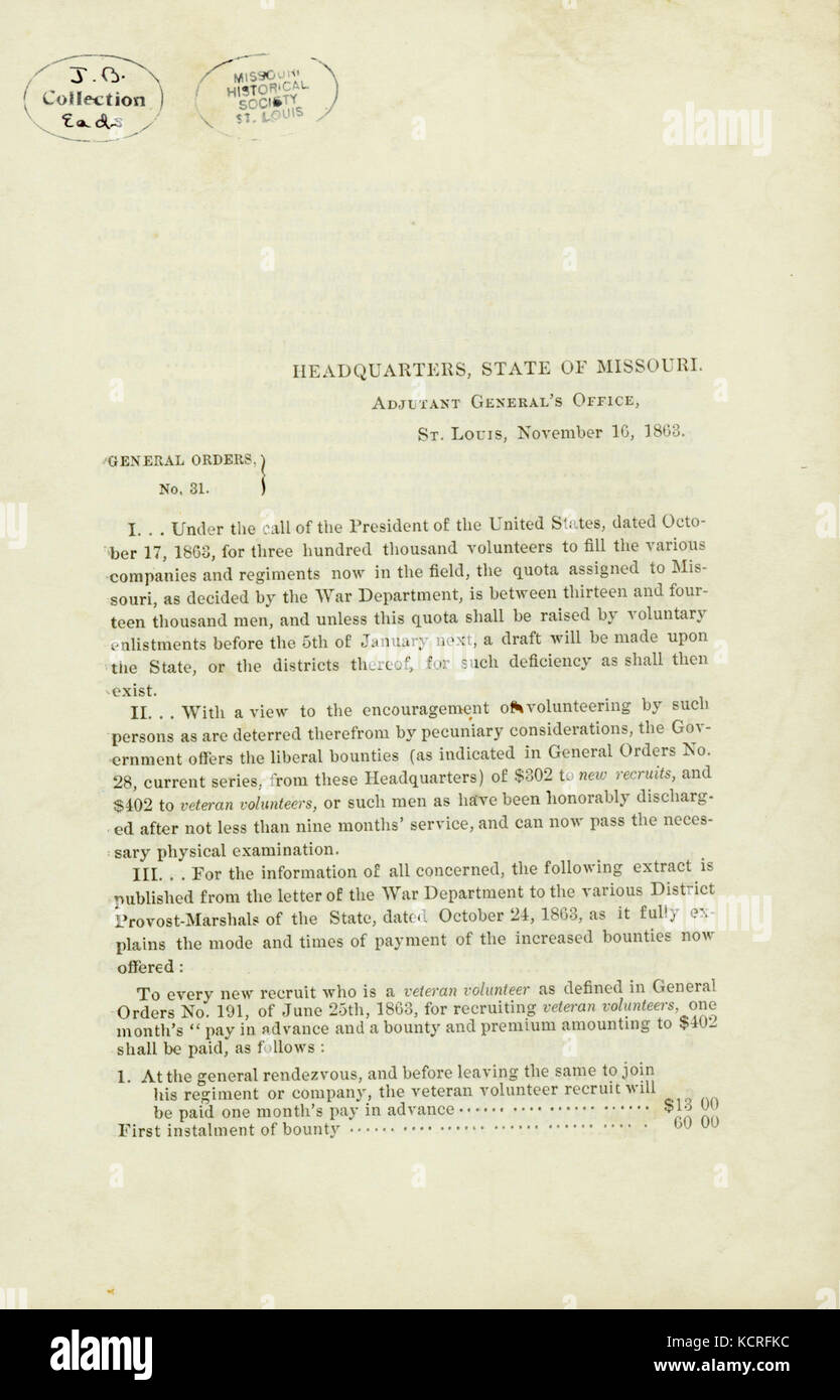 General Orders, No. 31, Headquarters, State of Missouri, Adjutant ...