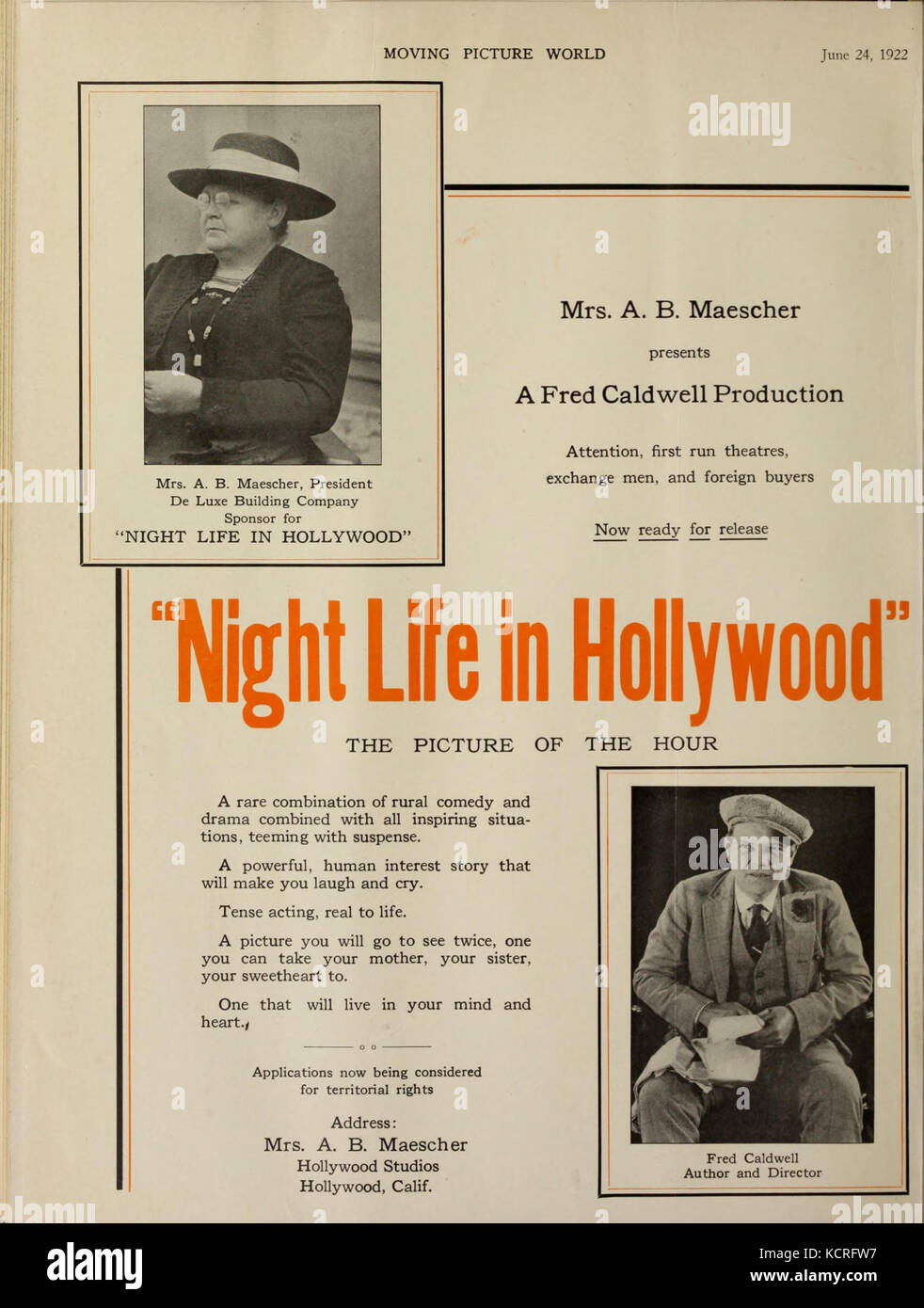 Ada Bell Maescher, Moving Picture World Jun 1922 Stock Photo - Alamy