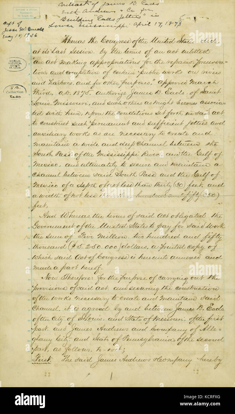 This is a historical contract from April 17, 1875, between James B ...