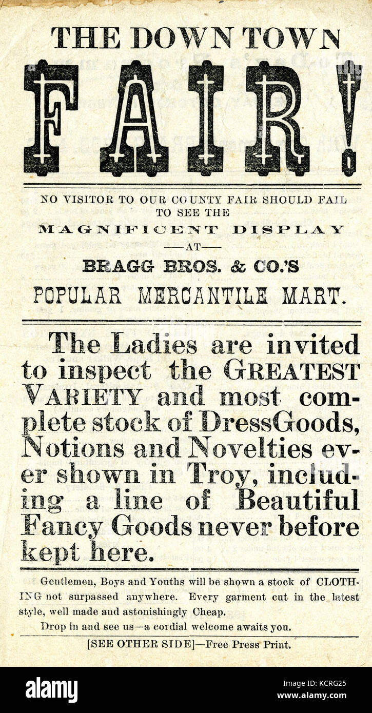 Circular advertising the Bragg Bros. and Co.'s display at the downtown ...