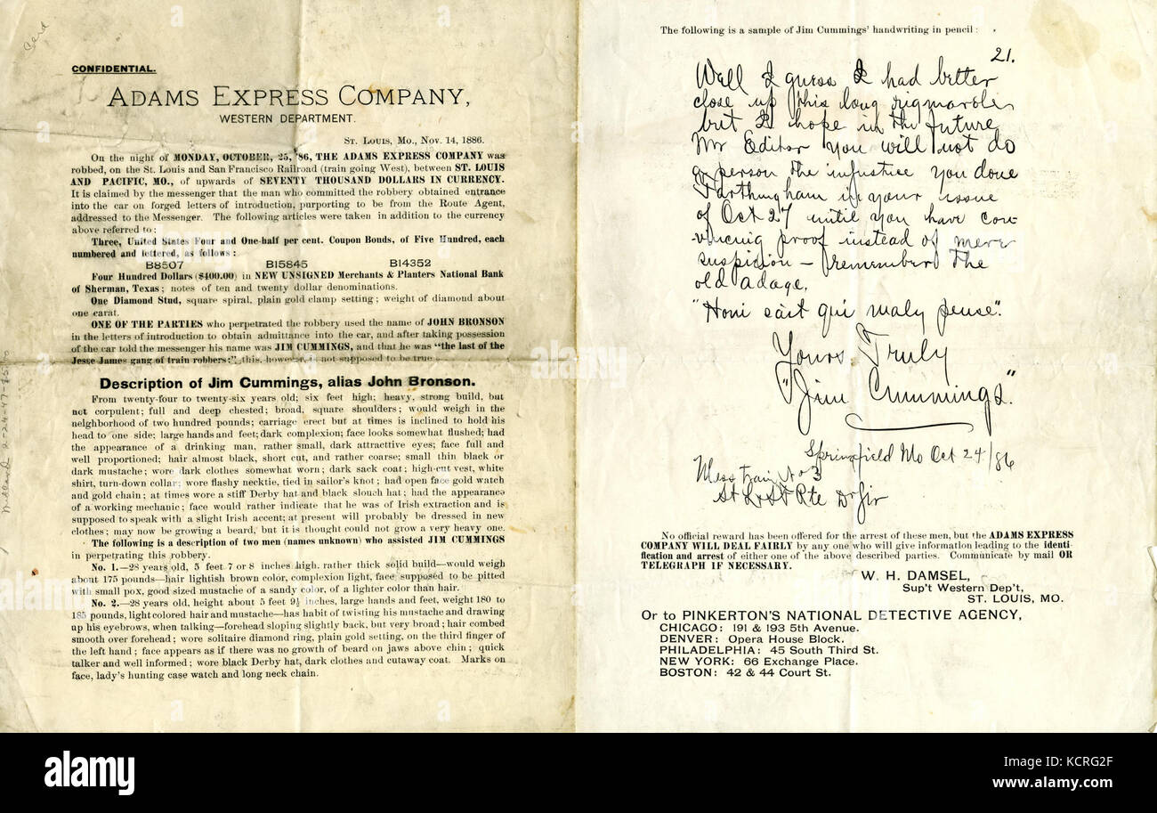 A historical circular from the Western Department of the Adams Express ...