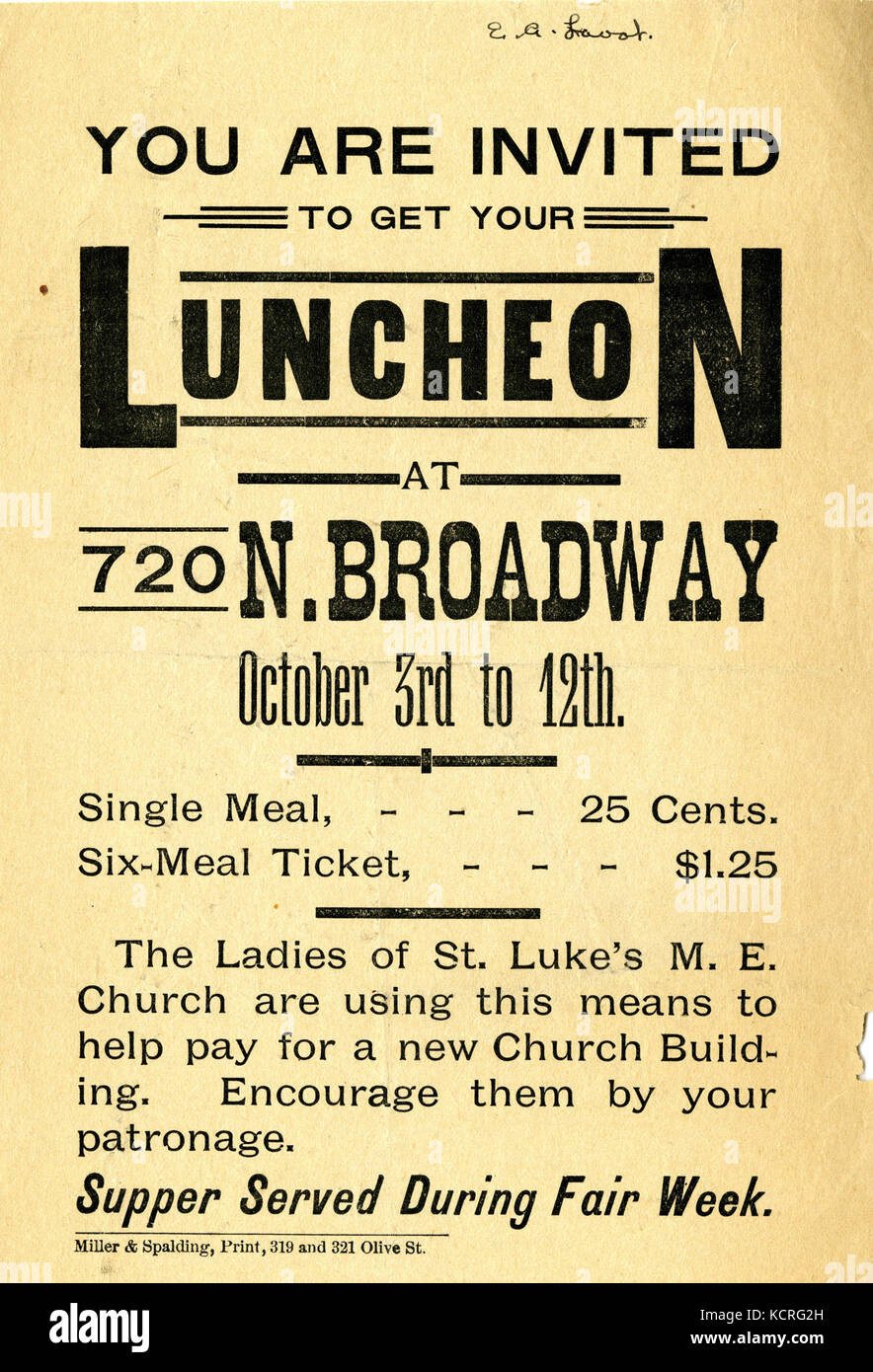 Circular invitation to a luncheon held by the Ladies of St. Luke's M.E ...