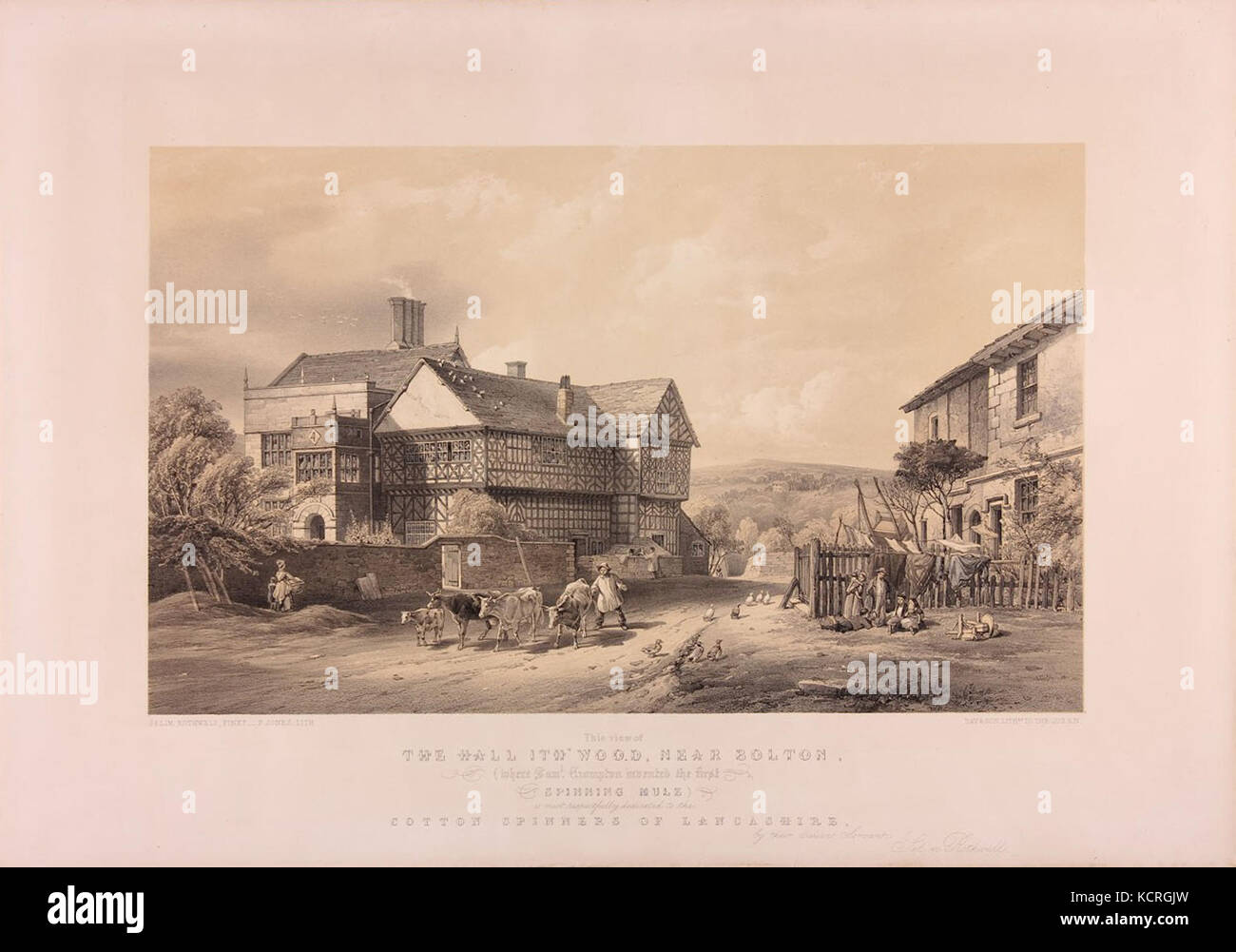 Hall i' th' Wood lithograph Stock Photo - Alamy