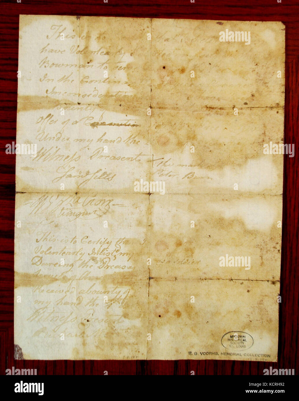 Enlistment paper of Peter Brown, August 7, 1779 Stock Photo - Alamy