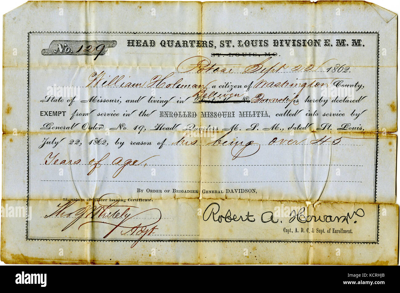 Exemption of William Holeman (Holman), Washington County, Missouri ...