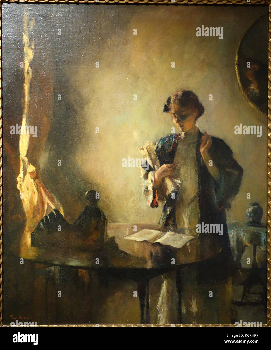 Figure in a Room, copy of work by Frank Weston Benson, 1912, oil on ...