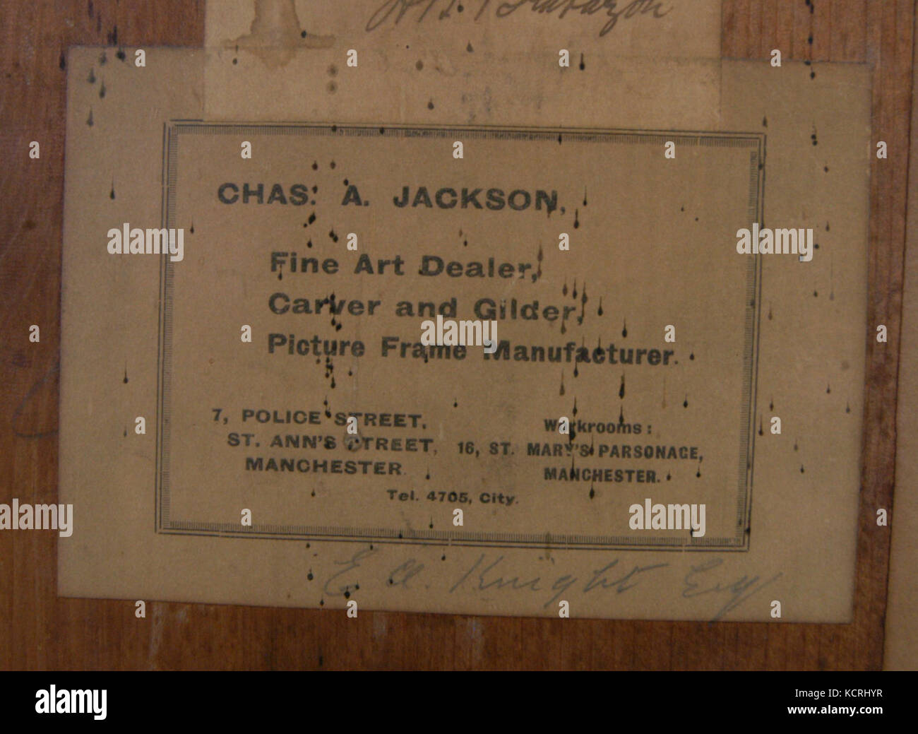 Chas A Jackson 1920s picture label Stock Photo - Alamy