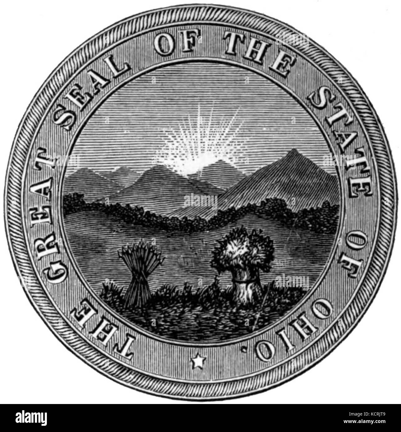 The Ohio state seal, depicting elements of Ohio's state history and ...
