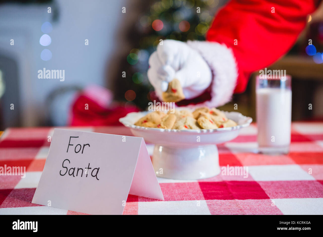 Breakfast for Santa kept on table during christmas eve Stock Photo - Alamy