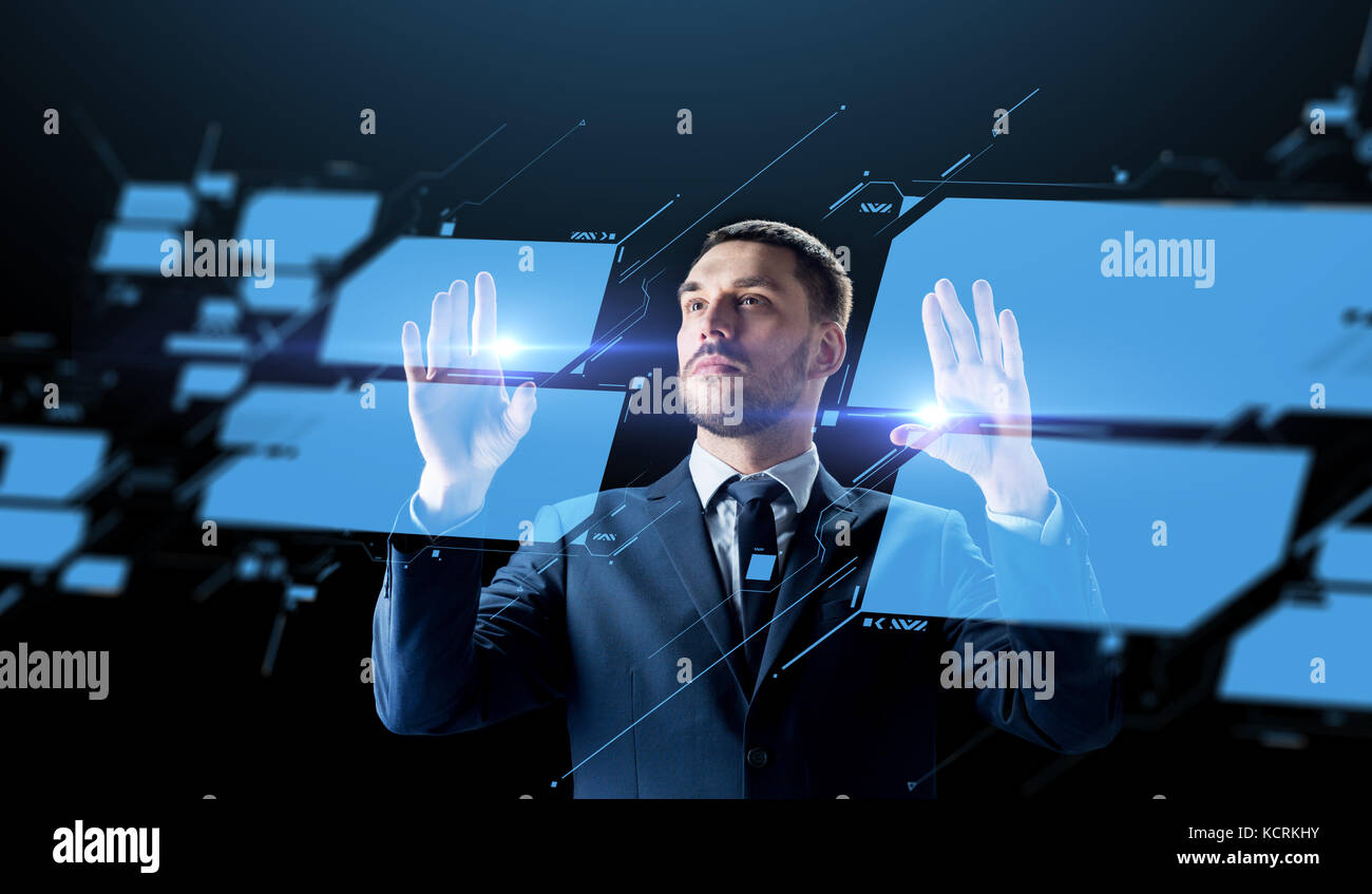 businessman working with virtual screen Stock Photo - Alamy