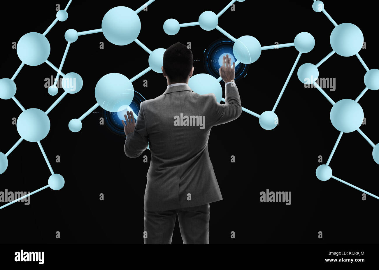 businessman working with molecule formula Stock Photo - Alamy