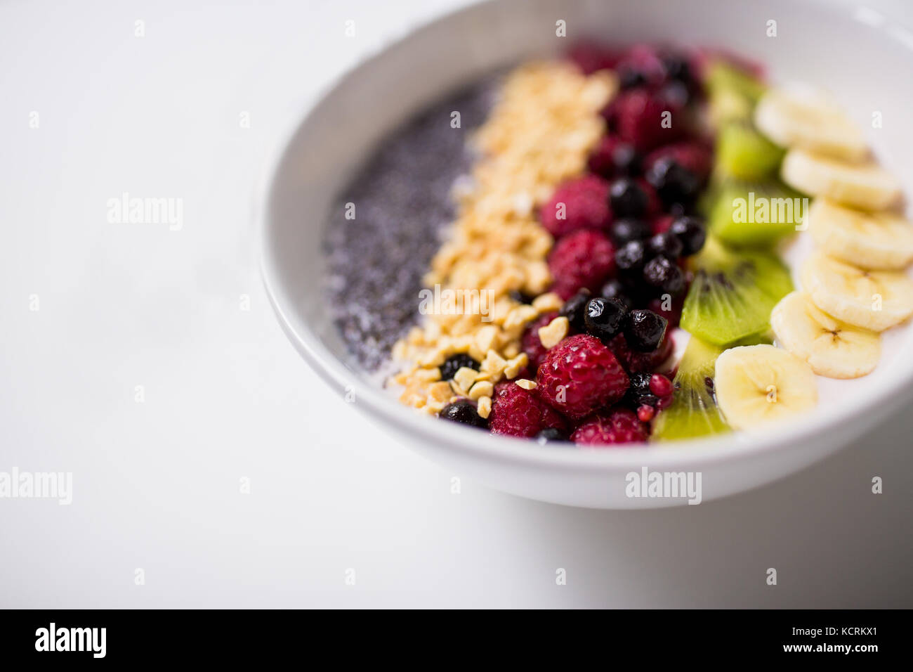 bowl of yogurt with fruits and seeds Stock Photo - Alamy