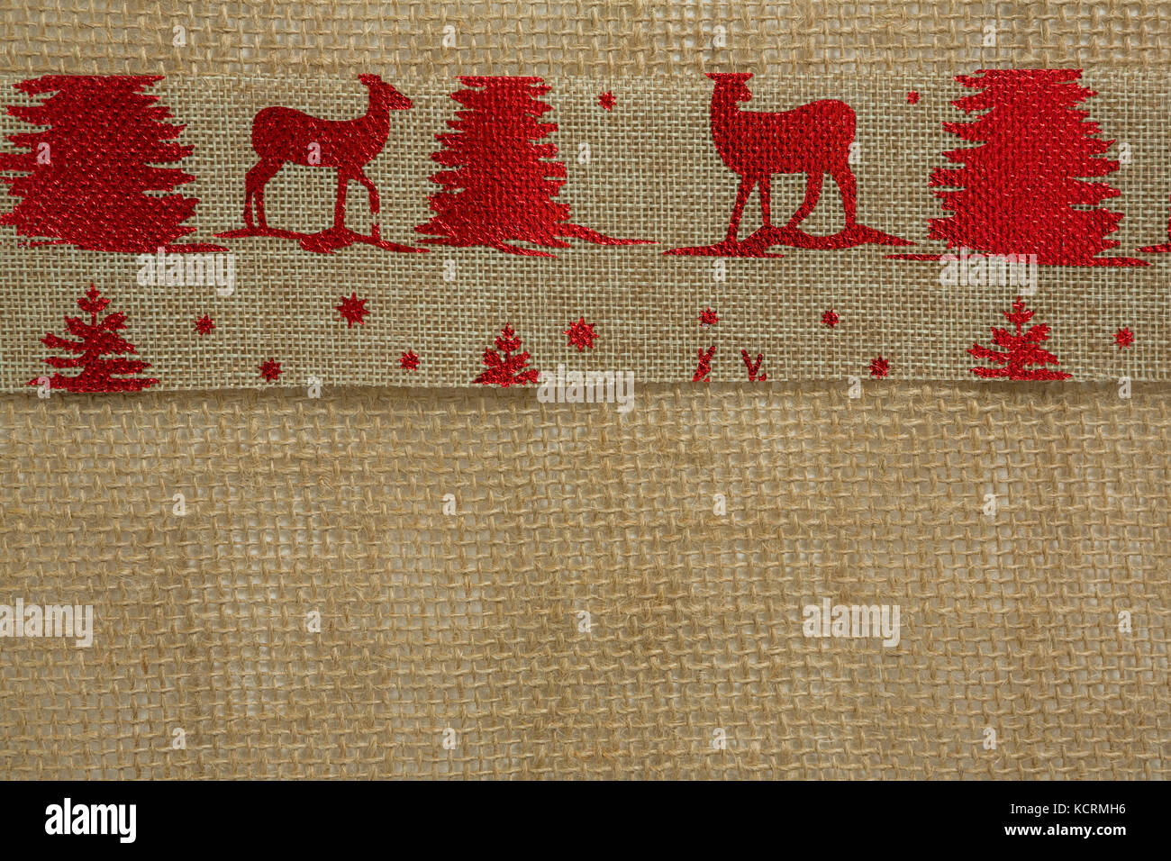 Overhead close up of embroidered burlap Stock Photo - Alamy