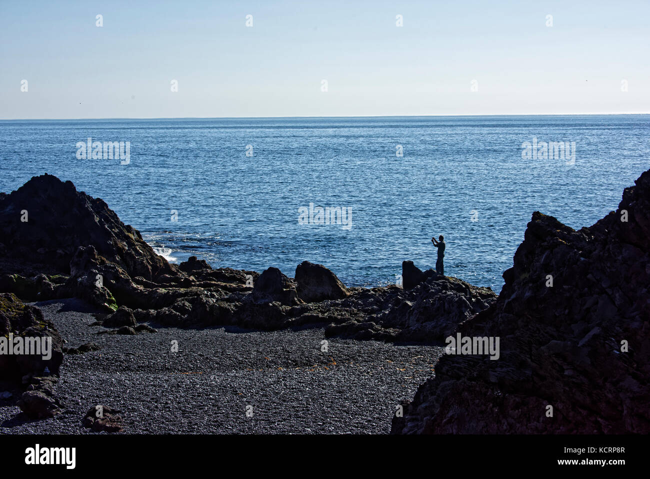Sand beach at Djupalonssandur Iceland.Rusting metal on beach from a old ...