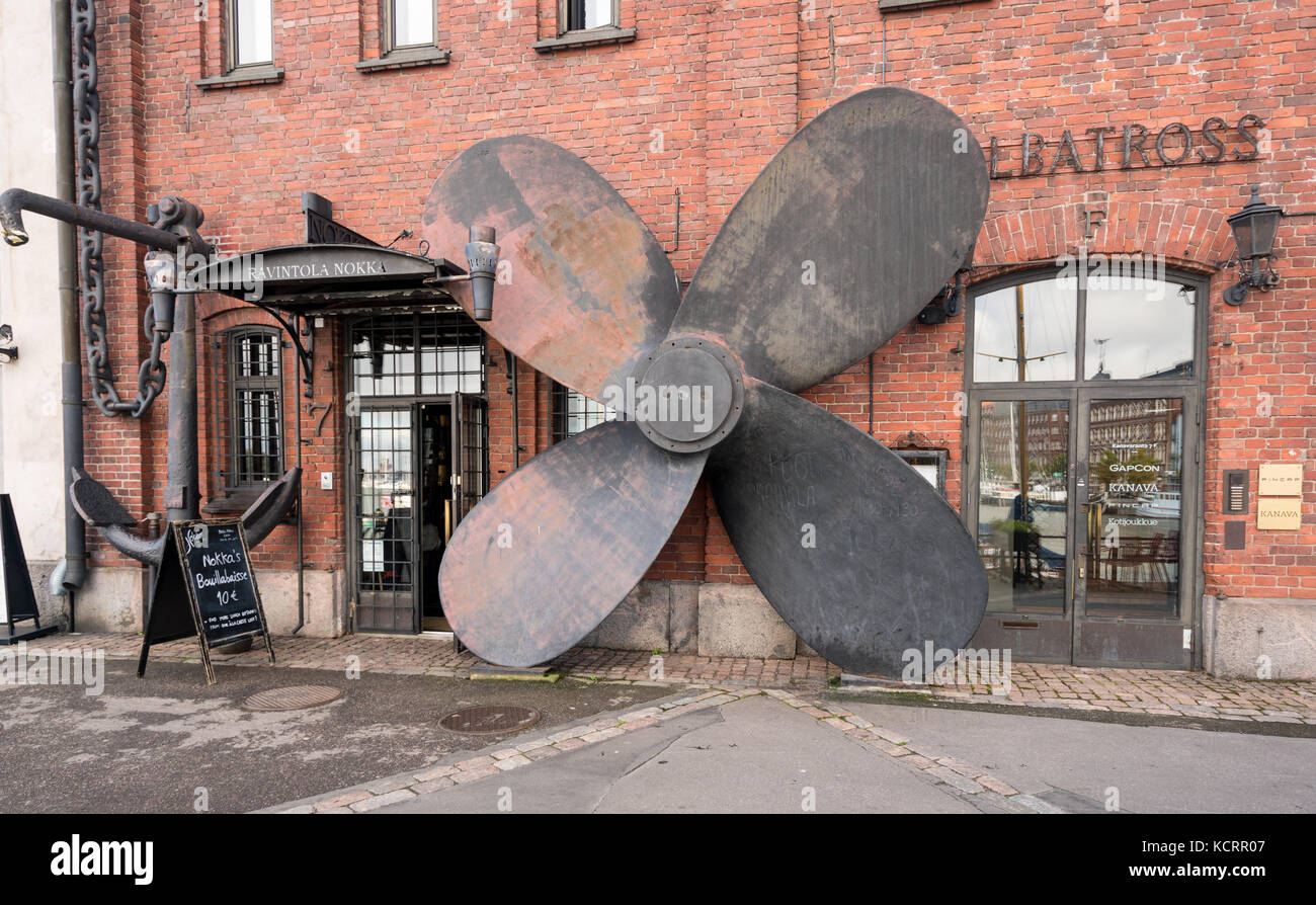Albatross restaurant with large propeller Stock Photo - Alamy
