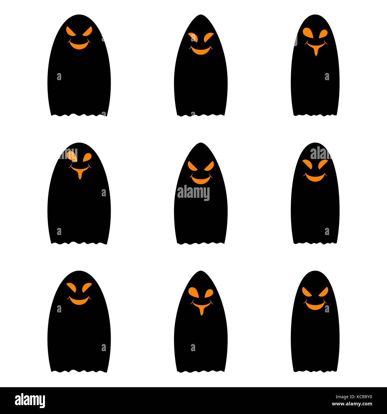 Simple black ghost, halloween ghost, set of vector ghosts halloween ...