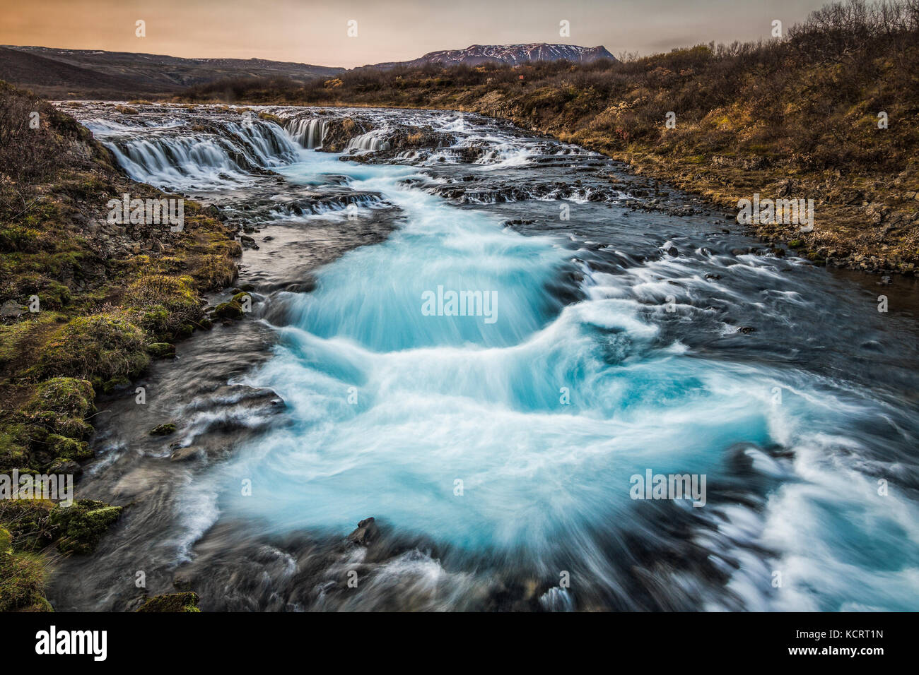 Bruarfoss Waterfall with glacial blue water in Iceland Stock Photo - Alamy