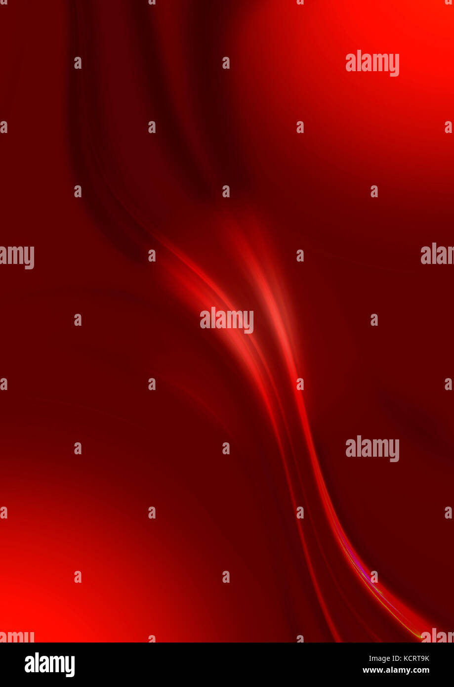Abstract red illuminated background with falling sparkling red waves ...
