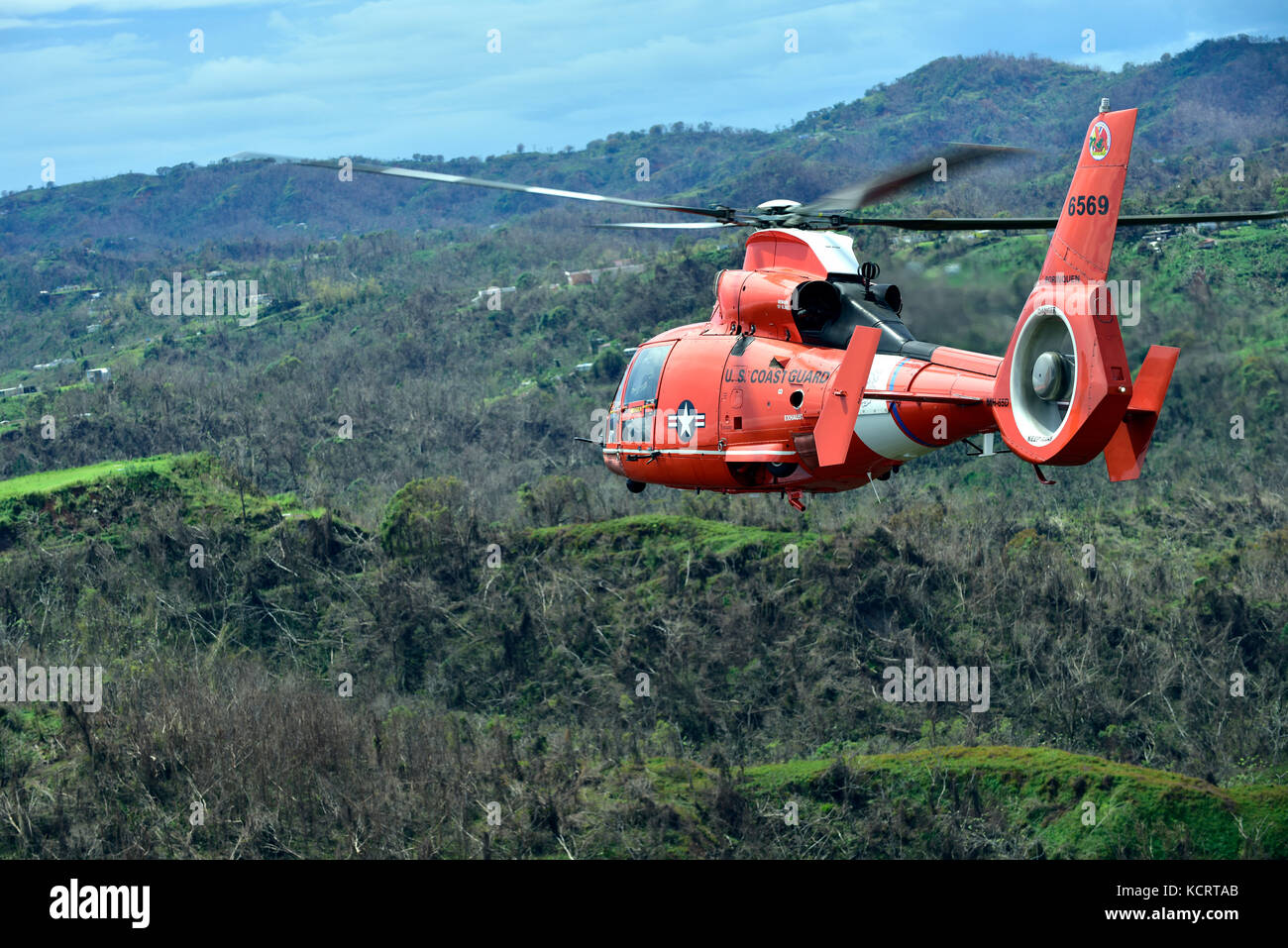 Coast Guard Air Station Borinquen MH-65 Dolphin helicopter crew flies ...