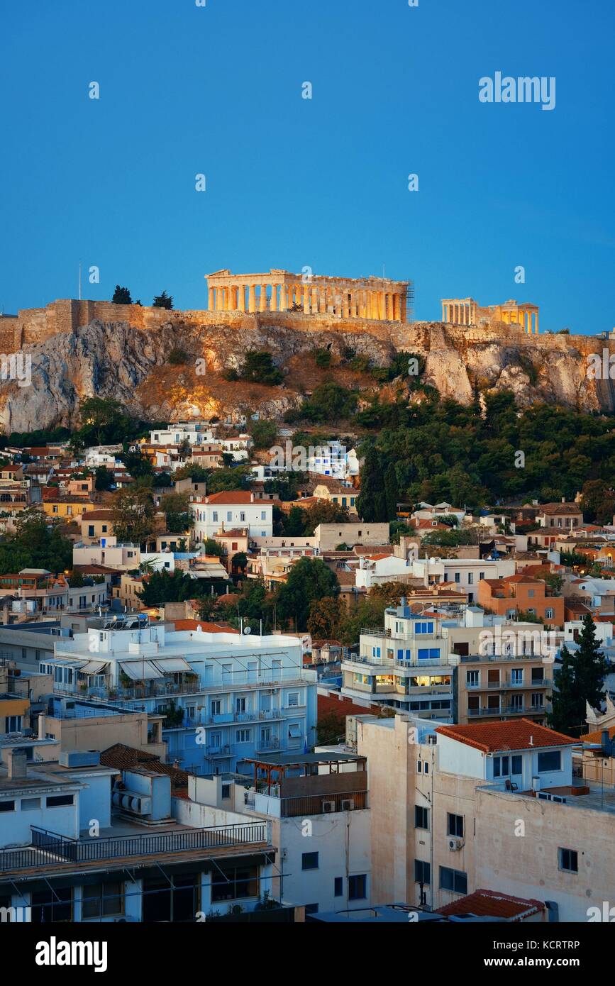 Athens skyline rooftop view at night, Greece Stock Photo - Alamy