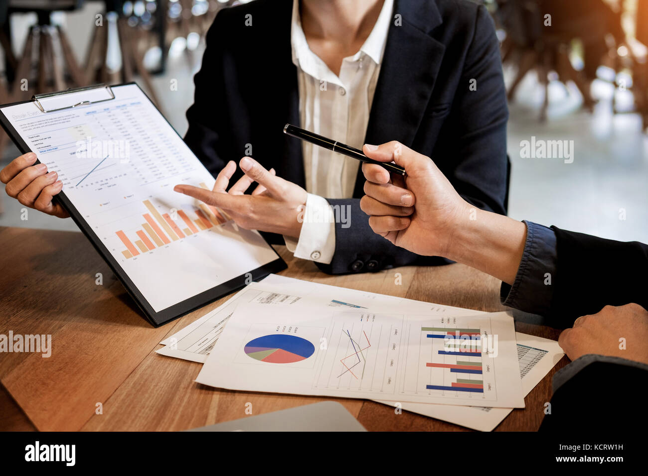 Businessman team working at office desk and using a digital computer ...
