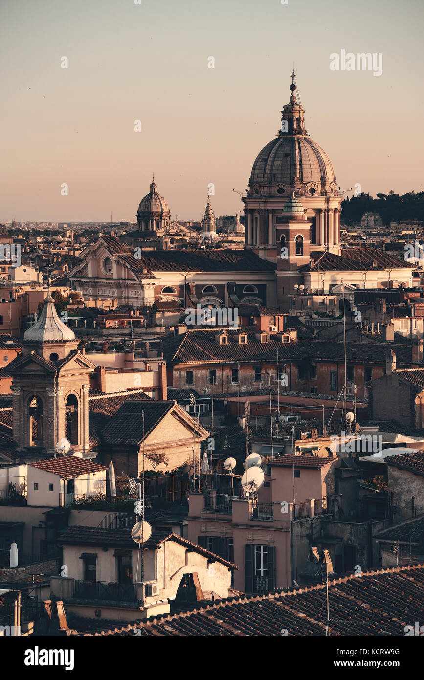 Rome rooftop view with ancient architecture in Italy Stock Photo - Alamy