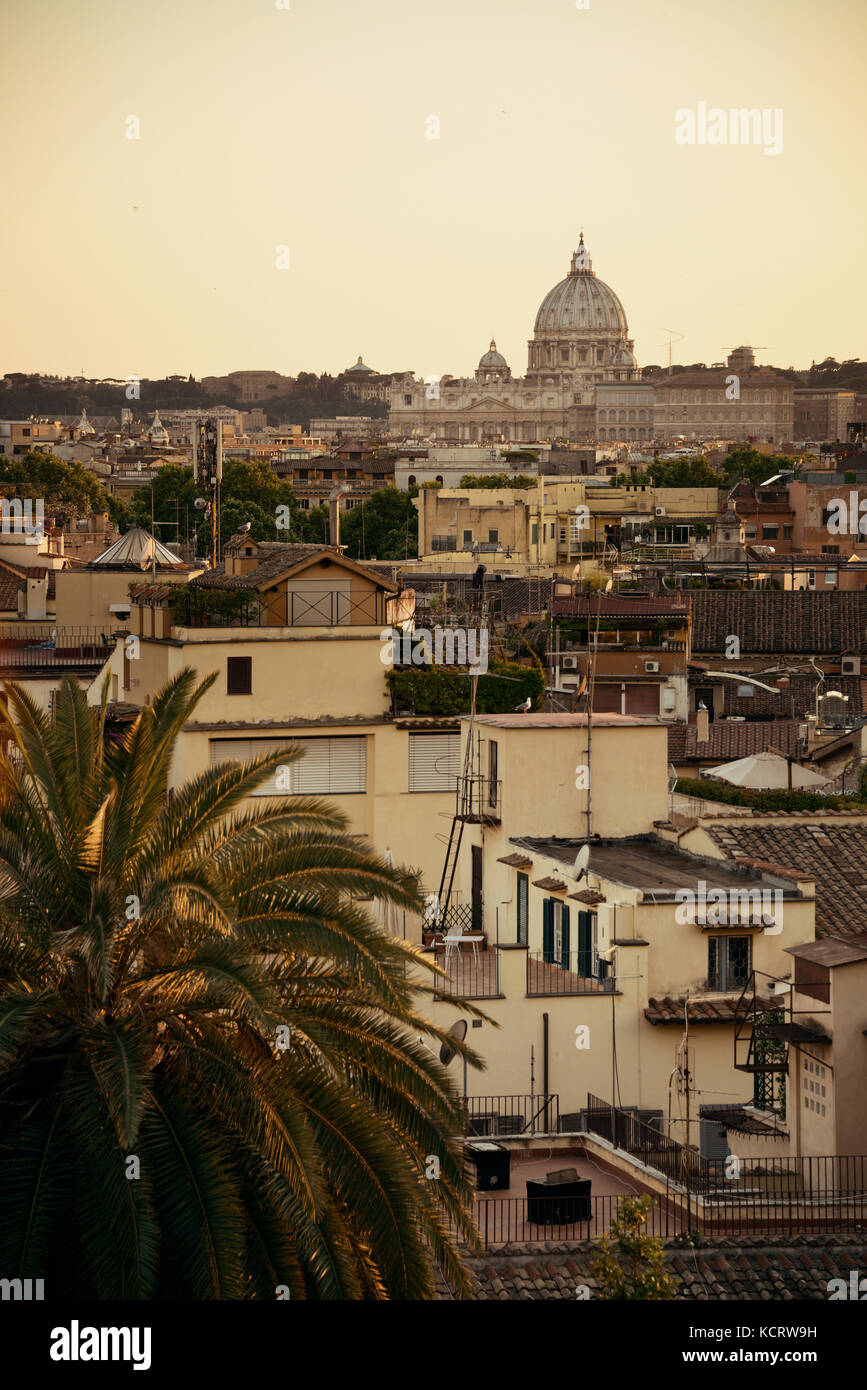 Rome rooftop view with St Peters Basilica of Vatican City Stock Photo ...